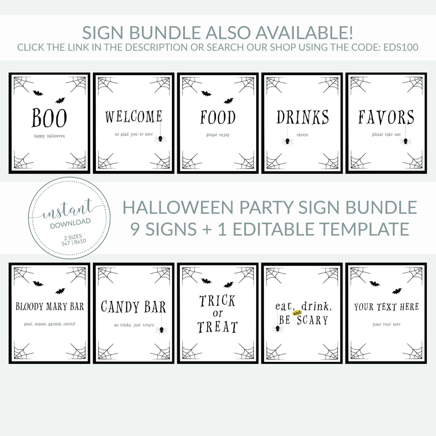 Halloween Party Candy Bar Sign Printable, Trick or Treat Sign, INSTANT ...