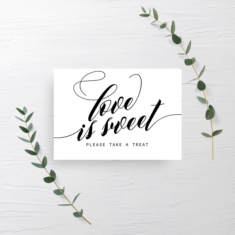Black Script Love is Sweet Sign Printable, Minimalist Treat and Desser ...