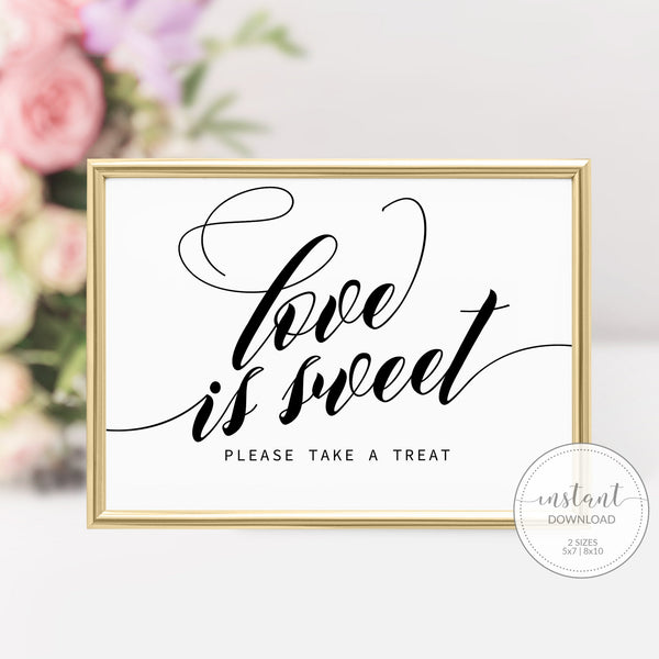 Black Script Love is Sweet Sign Printable, Minimalist Treat and Desser ...