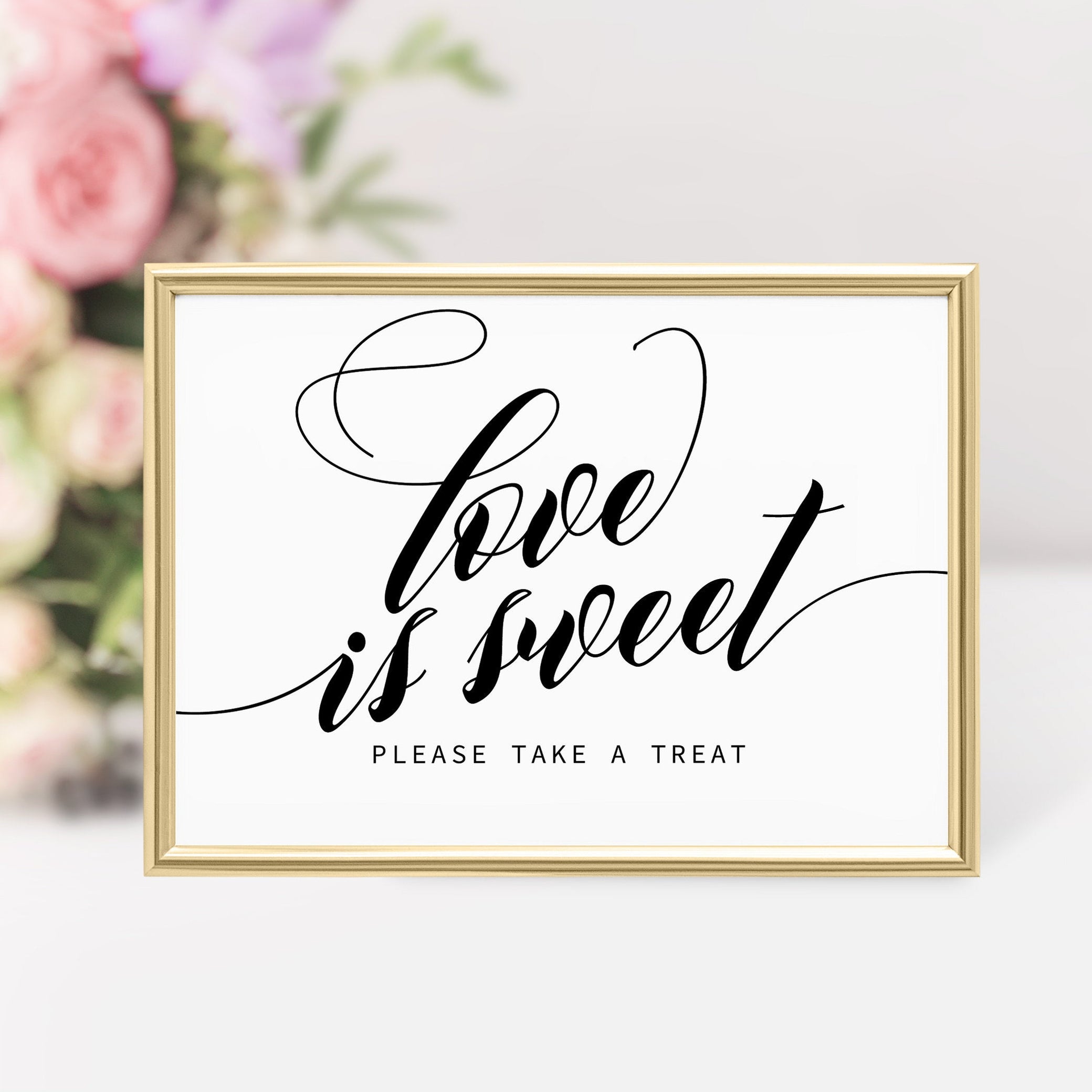 Black Script Love is Sweet Sign Printable, Minimalist Treat and Desser ...