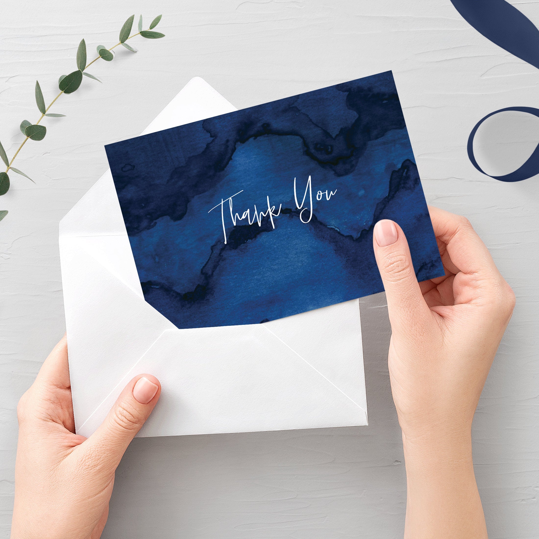 Dark Blue Wedding Invitation Template, Printable Moody Watercolor Wedd ...