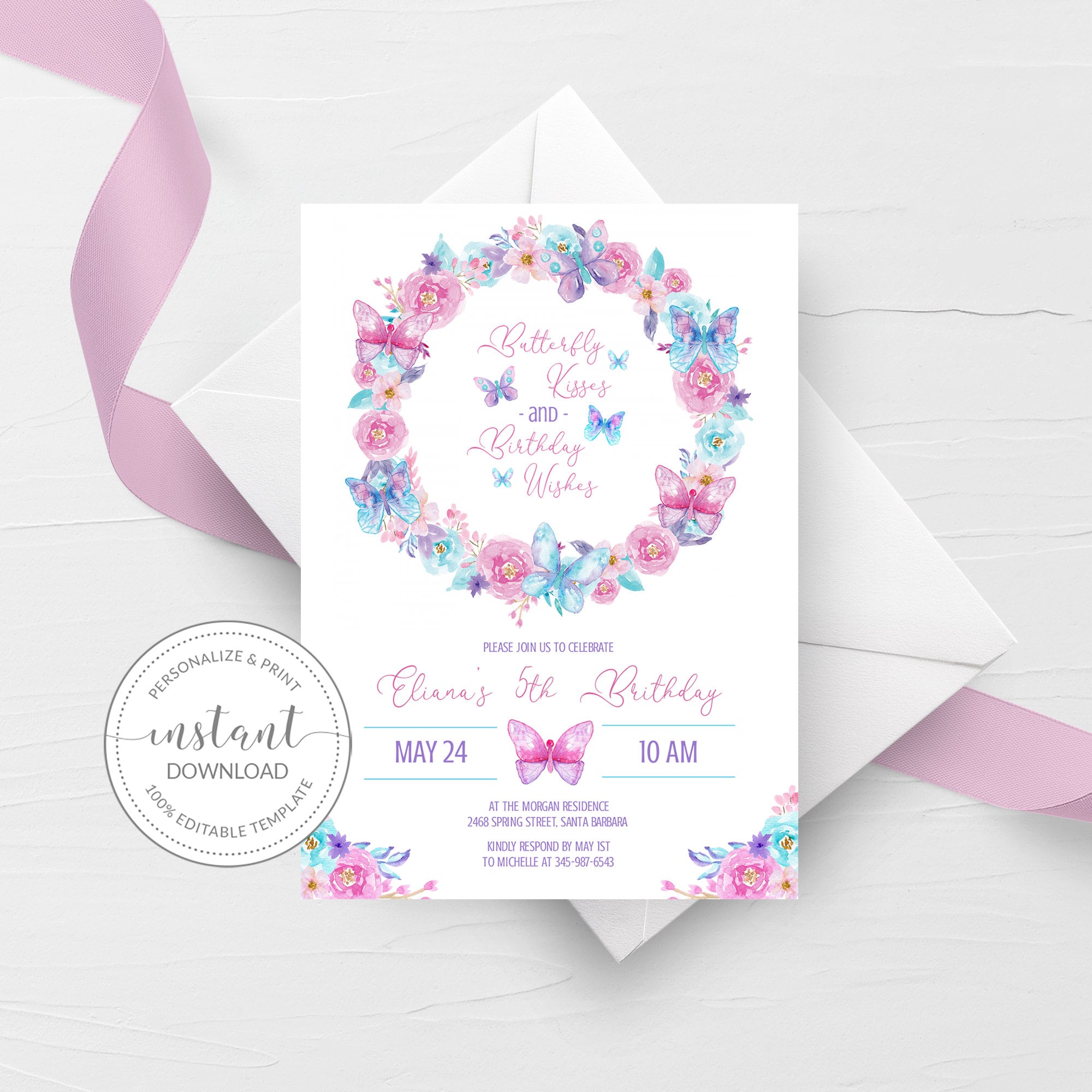 Butterfly Party Invitation Templates Birthday Invitations Tagged