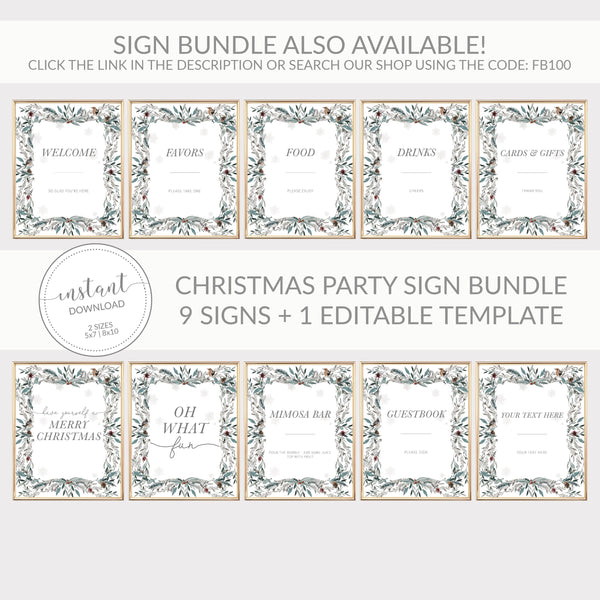 Winter Woodland Wine Bottle Labels Template, Printable Christmas Party ...
